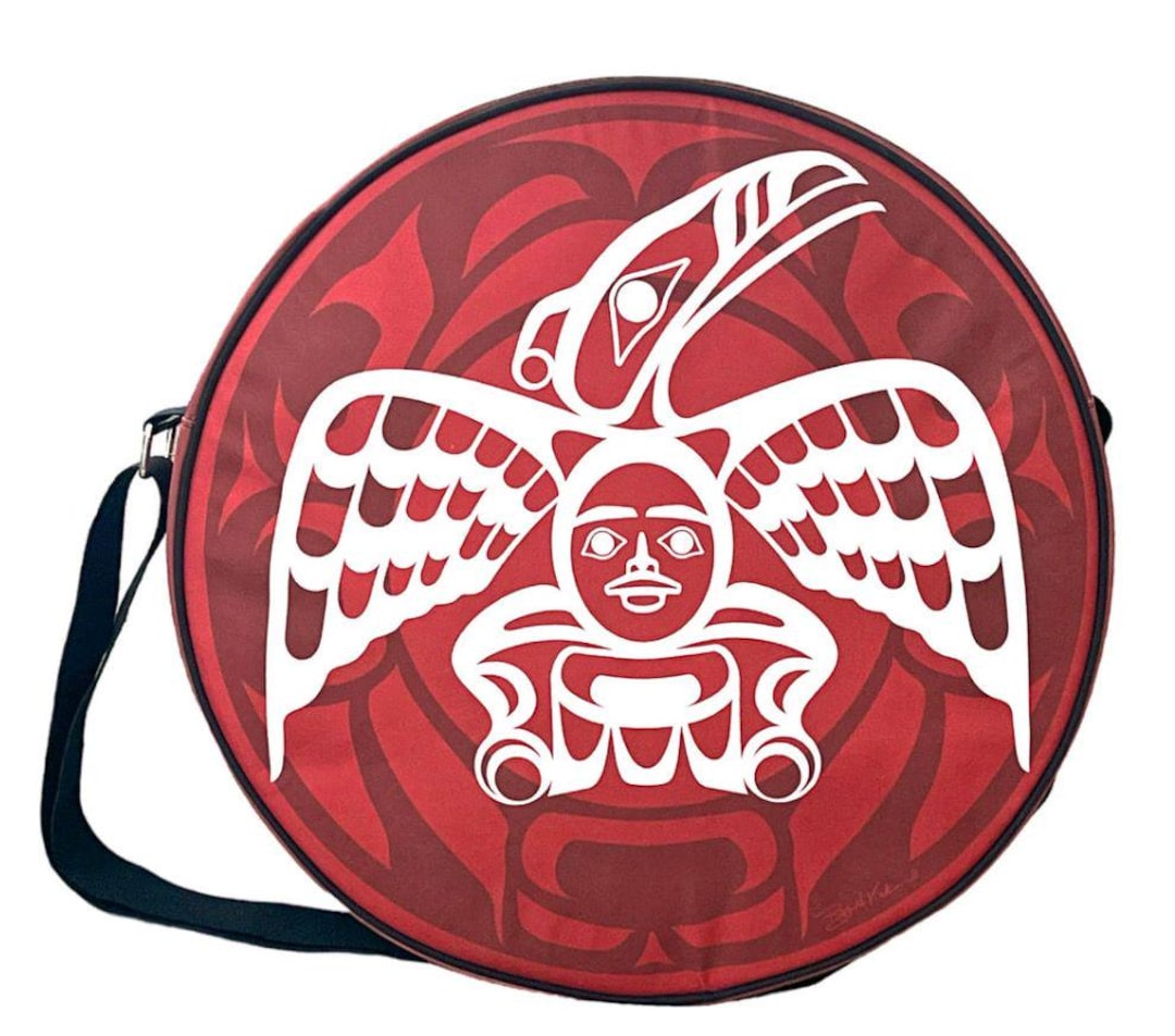 Tsimshian First Nation 'white Raven' Potlatch Powwow Drum Bag 17 ...