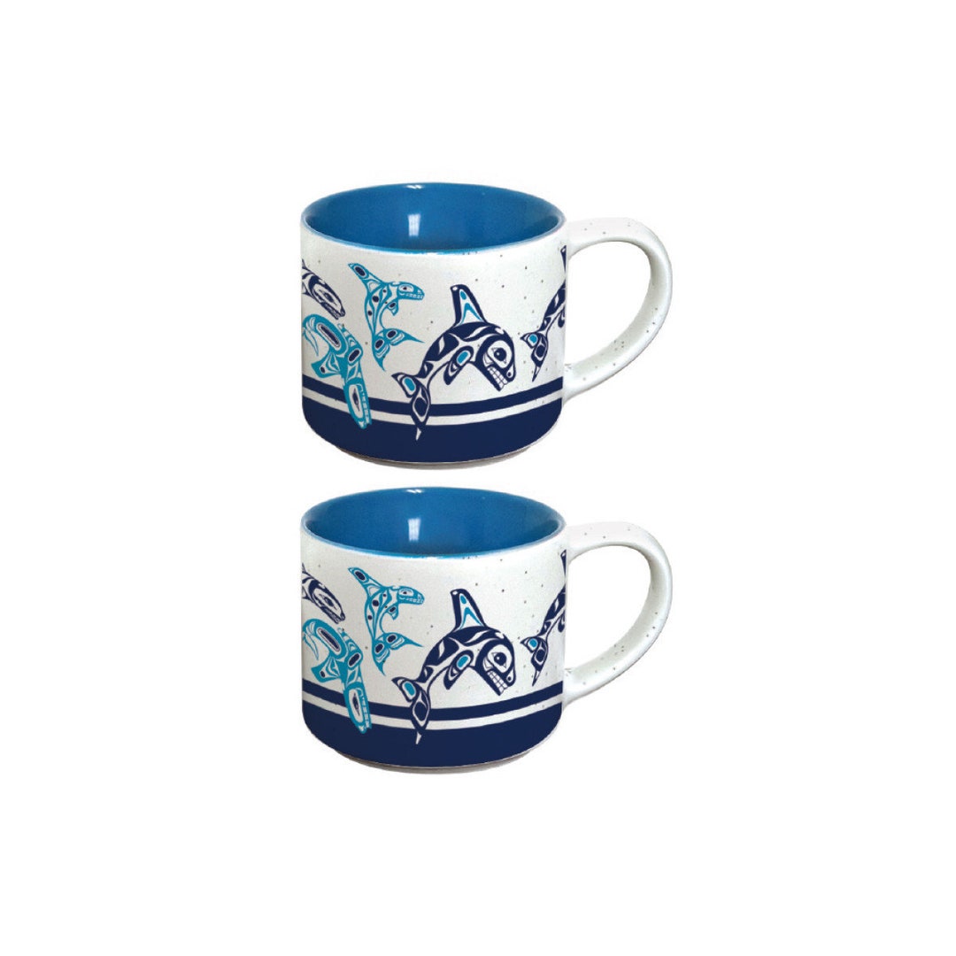 Haisla Heiltsuk First Nation Set of 2 ''orca Family'' Ceramic Espresso ...