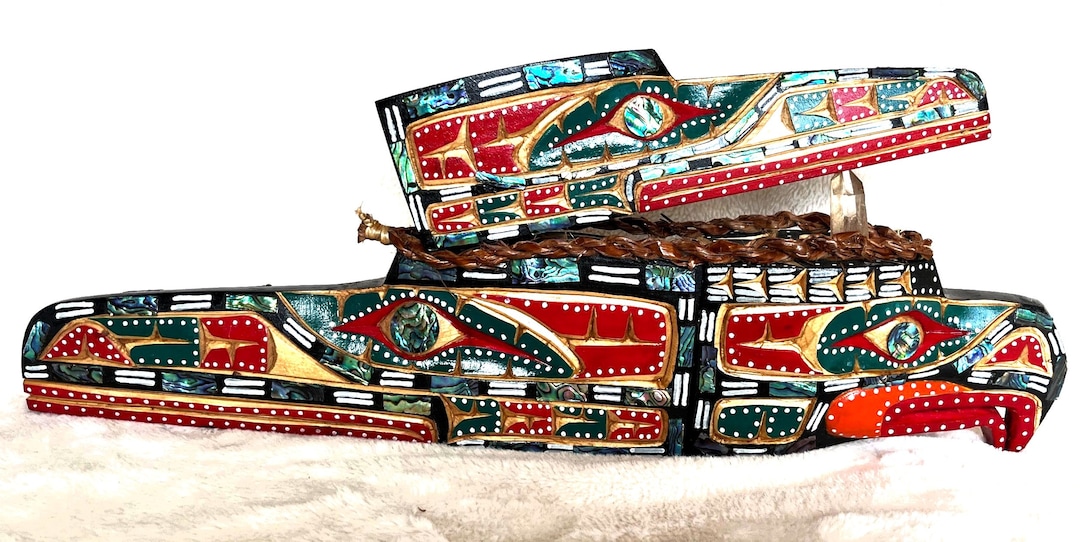 Kwakiutl First Nation 'eagle & Raven' Cedar Rattle Carving Pacific ...