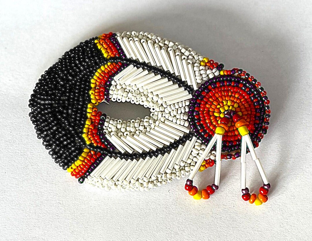 Cree First Nations Hand Beaded Purple Double Feather Hair Barrette ...