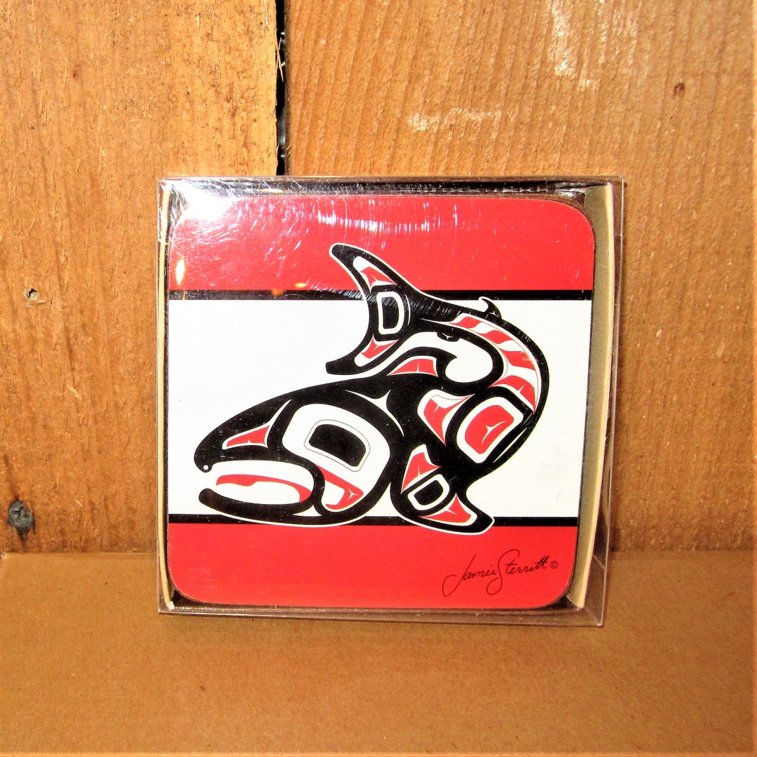 Gitksan First Nation 'salmon' Coaster Set of 4 Pacific North West Coast ...