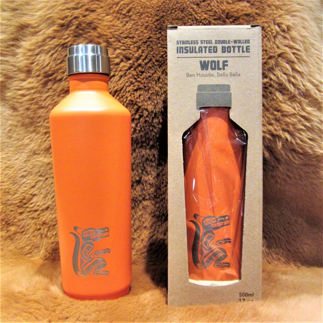 Bella Bella First Nation ''wolf'' 17oz Insulated Stainless Steel Bottle ...