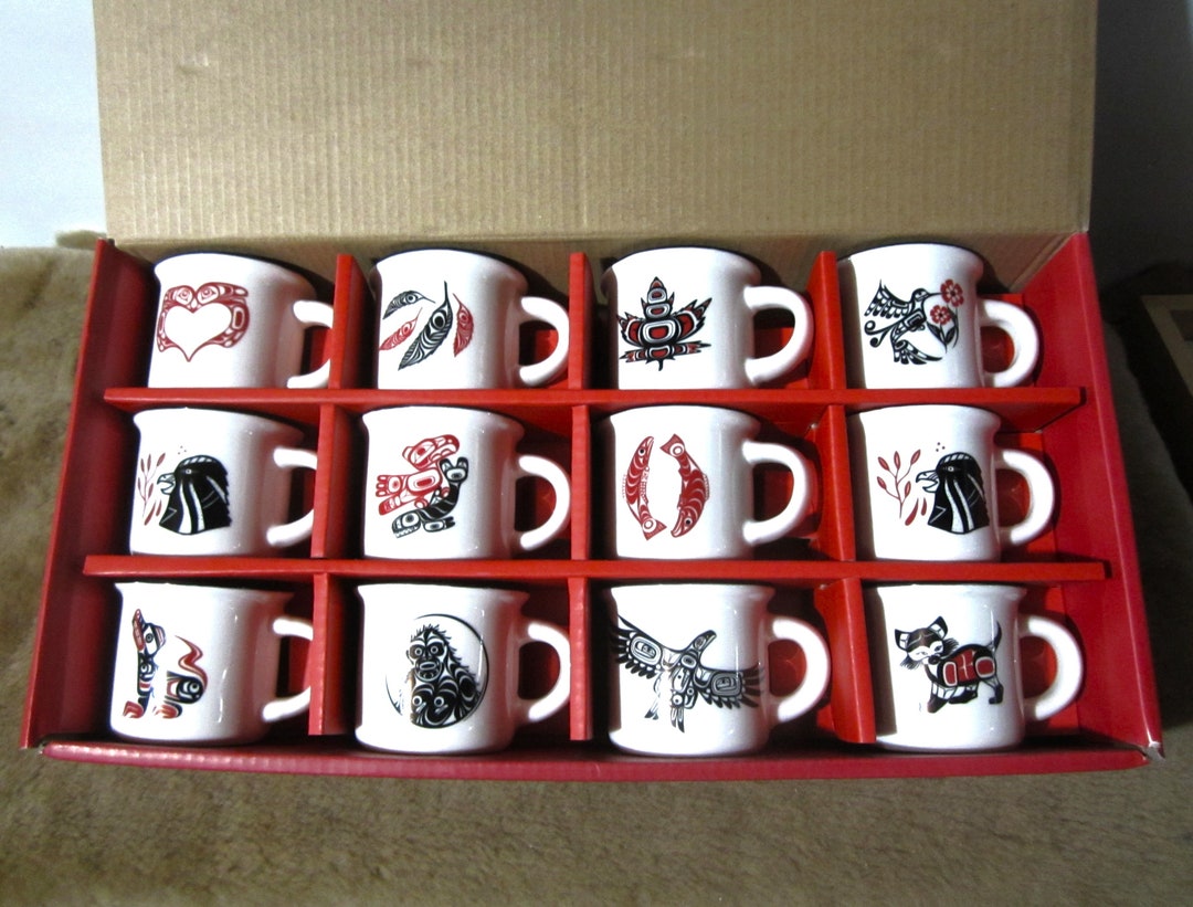 Pacific North West Coast First Nations Set of 12 Ceramic Espresso ...