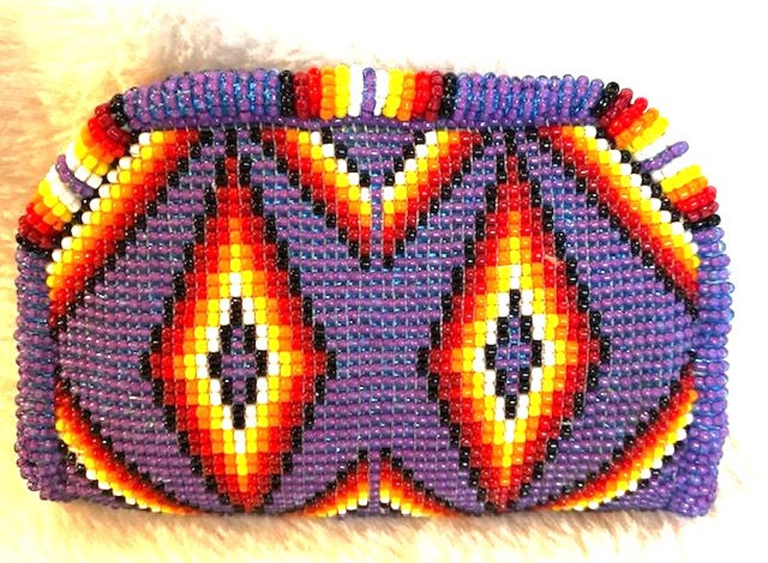 Anishinaabe First Nation Beaded Purple Coin Change Purse Eastern ...