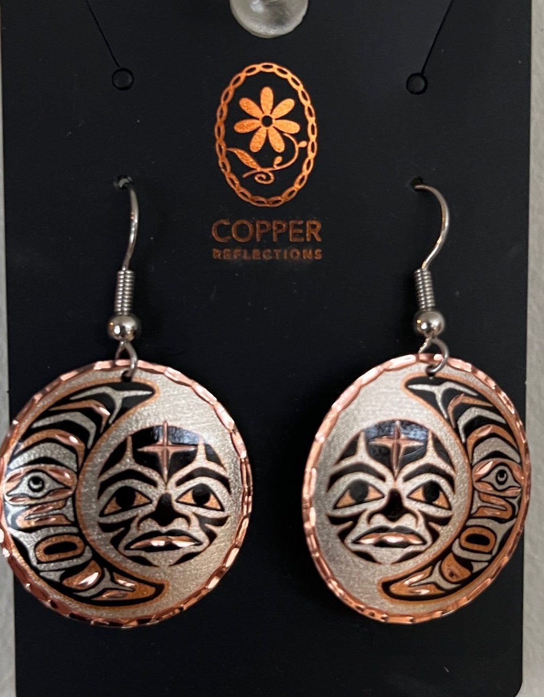 First Nations 'moon' Copper Silver Plate Earrings Pacific North West ...