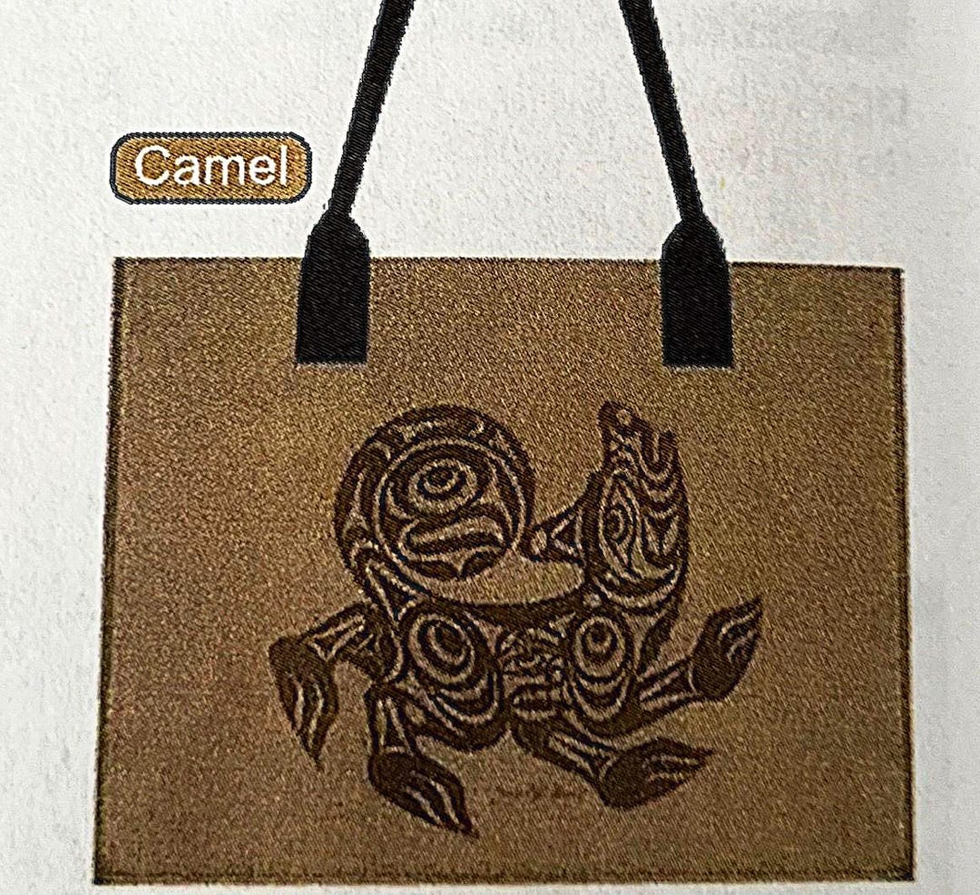 Coast Salish First Nations 'wolf Moon' Felt Shopping Bag Pacific North ...