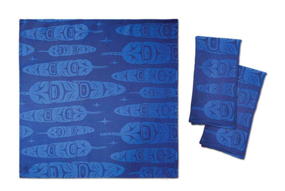 Coast Salish First Nation 'feather' Set of 2 Woven Napkins Pacific ...