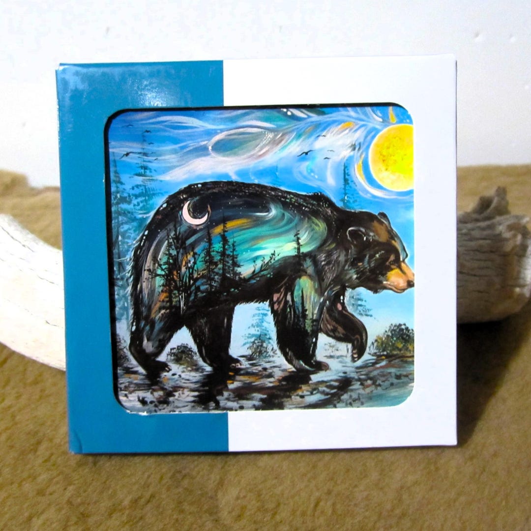 Metis / Cree First Nation 'A Bear's Journey' Coaster Set of 4 Sub ...