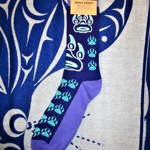 Tsimshian First Nation 'wolf Spirit' Midcalf Socks Size M/L Pacific ...