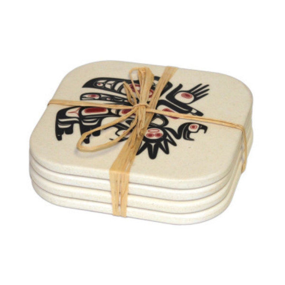 Tsimshian First Nation 'running Raven' Bamboo Coaster - Etsy
