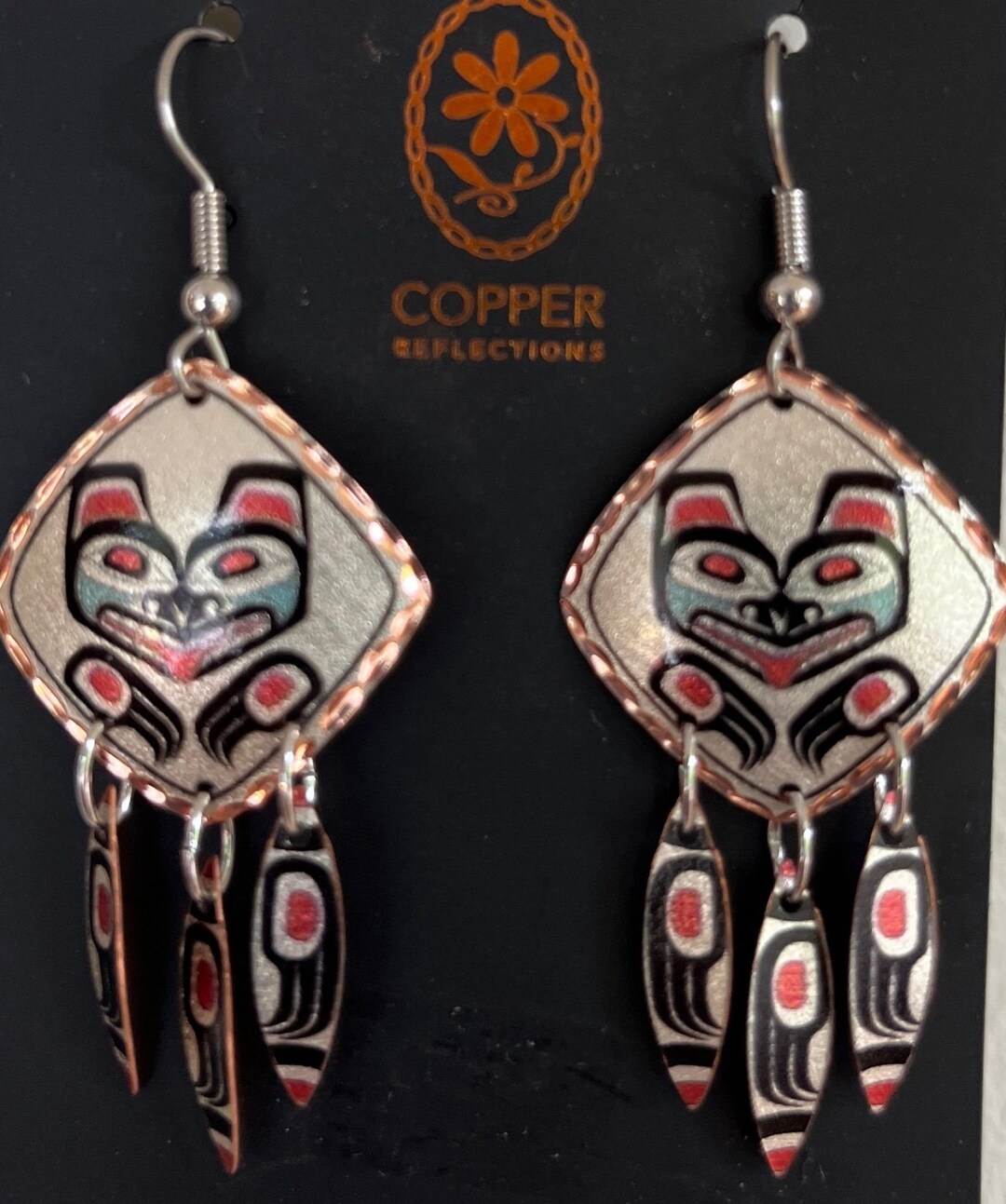 First Nations Copper Silver Plate Earrings Pacific North West Coast ...