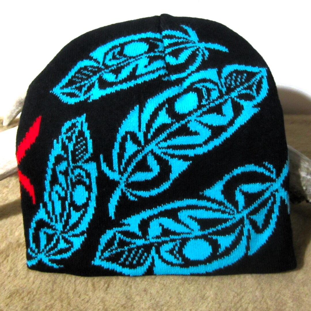 Coast Salish First Nations 'feathers' Stretch Fit Toque / Ski Hat ...