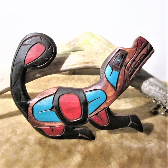 Coast Salish First Nation 'Wolf' Carving Pacific North West Coast ...