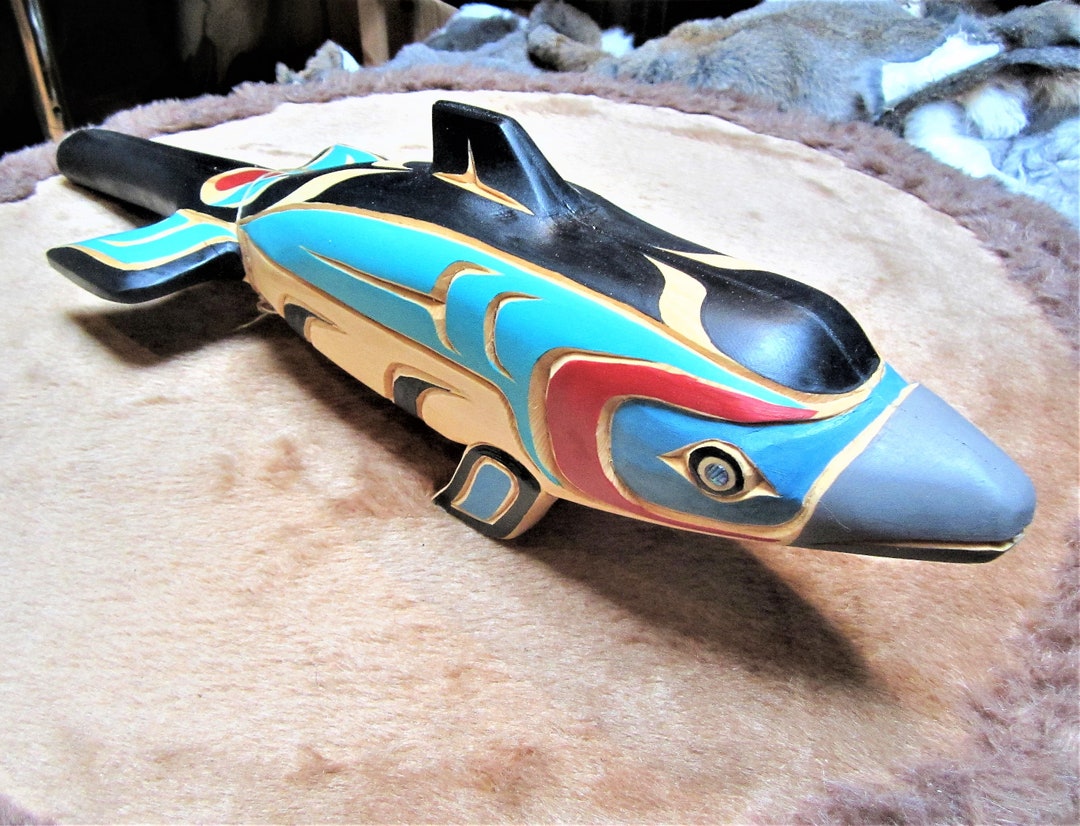 Kwakiutl First Nation 'dolphin' Yellow Cedar Rattle Carving Pacific ...