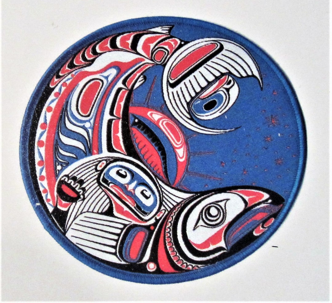 Haisla First Nation 'freedom Fighter Salmon' Iron on Embroidered Patch ...