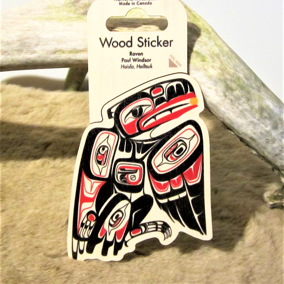 Haisla Heiltsuk First Nation 'raven' Eco Friendly Wood Sticker Pacific North West Coast Native ...