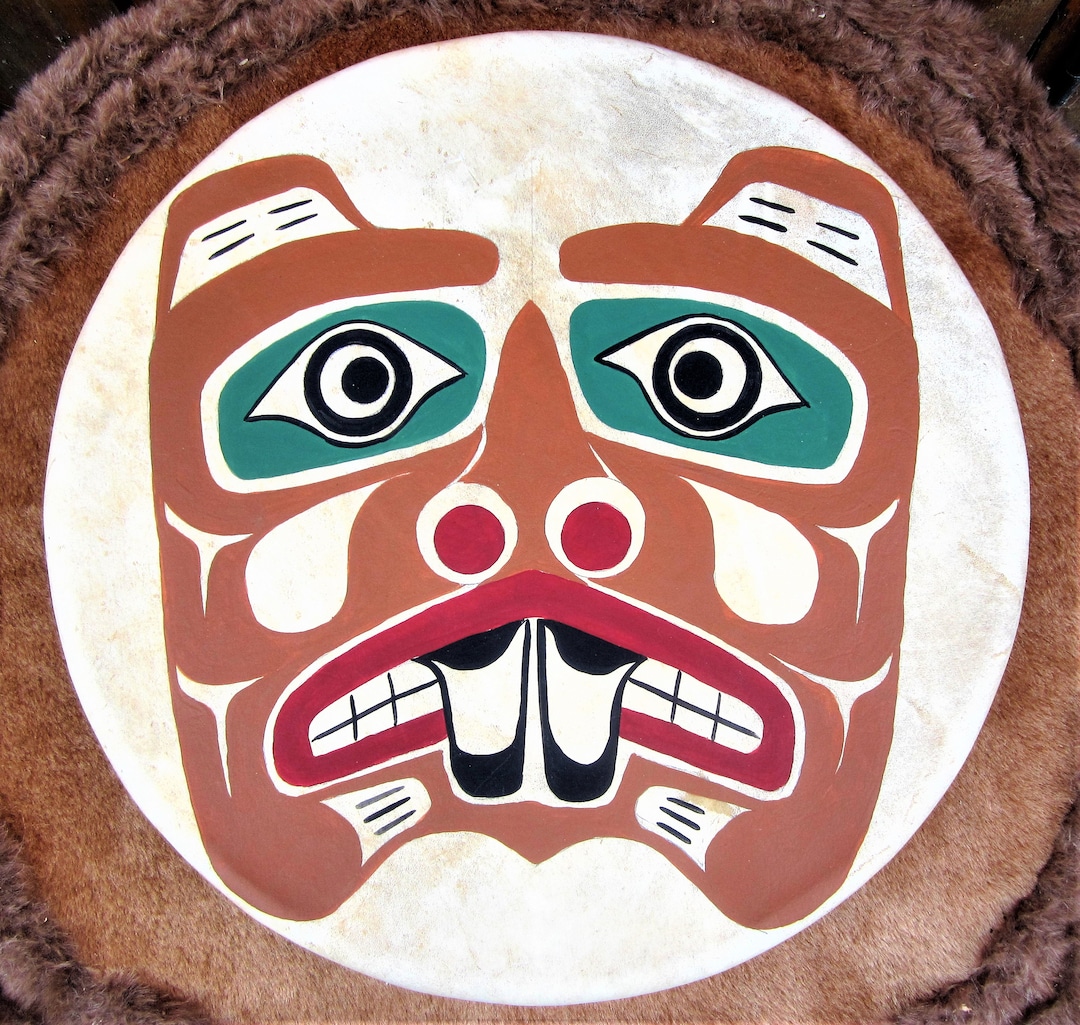 Kwakiutl First Nation 'beaver' Elk Hide Potlach Drum Pacific North West ...