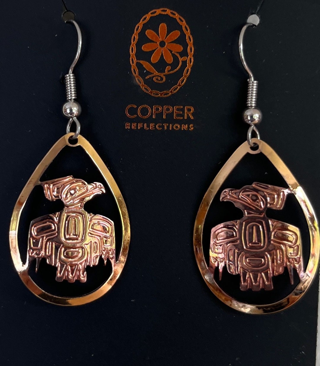 First Nations Copper Silver Plate Earrings Pacific North West - Etsy