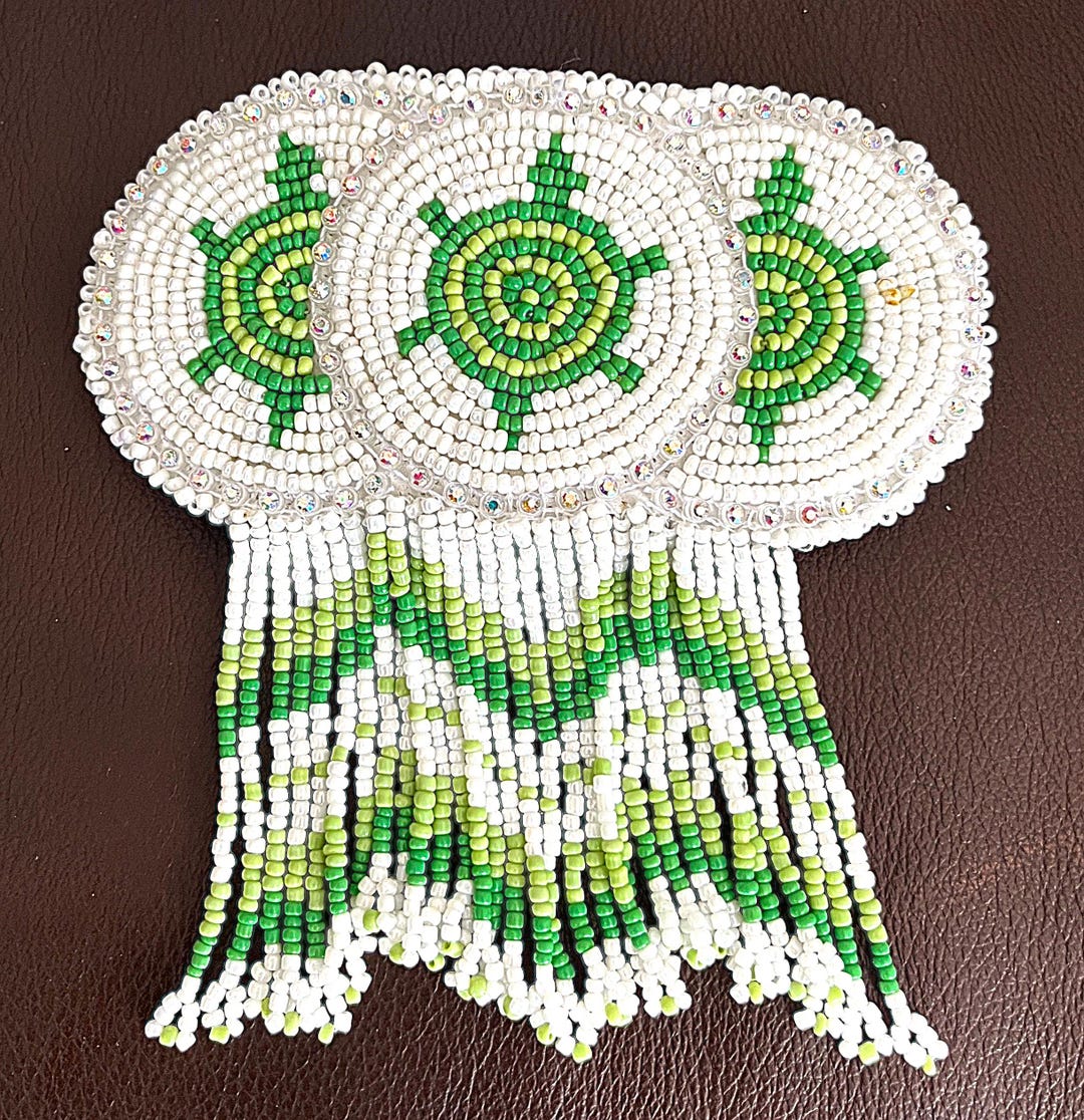 Cree First Nations Hand Beaded White 'turtle' Hair Barrette Great ...
