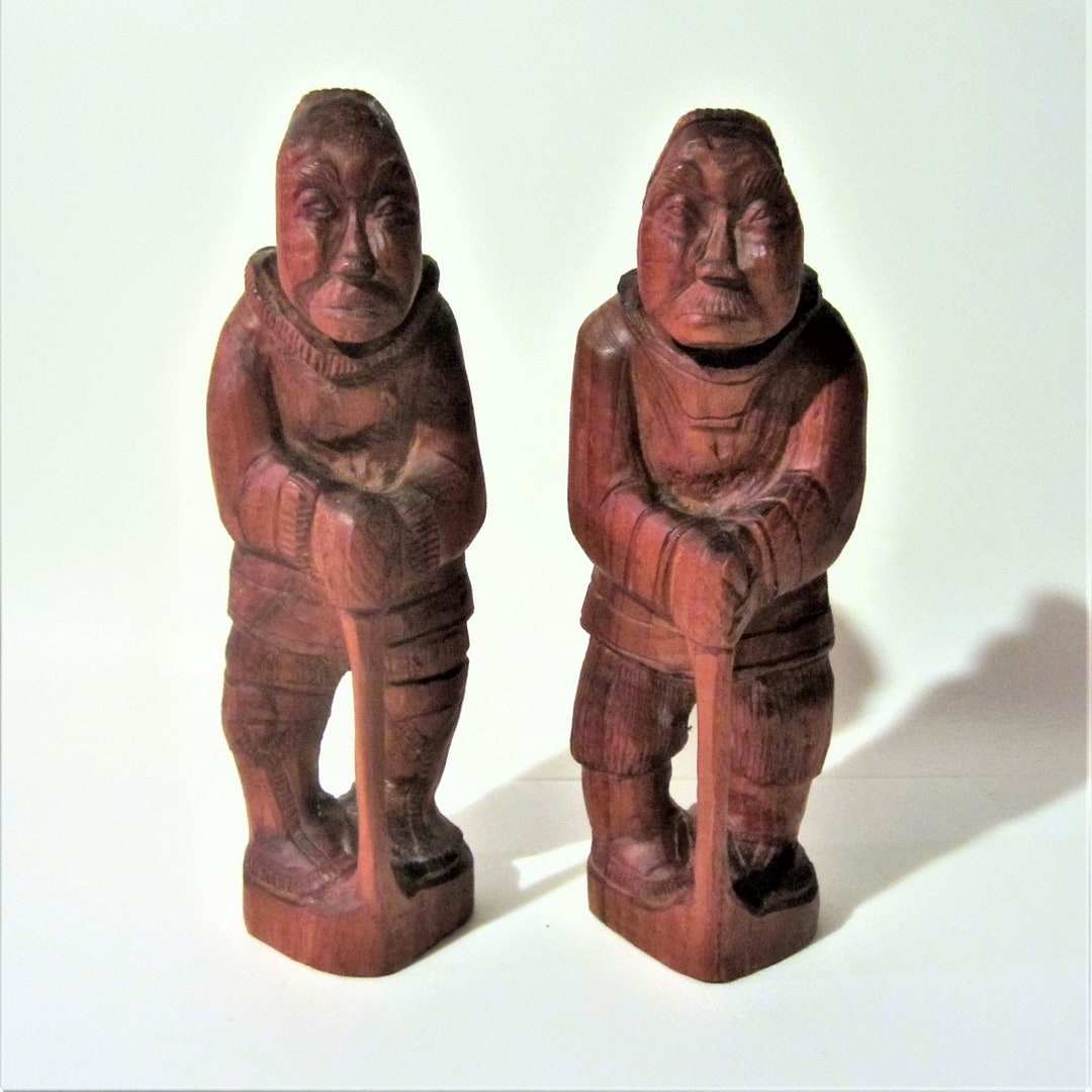 Vintage Greenland Inuit ''man & Woman'' Wood Carving Arctic Native ...