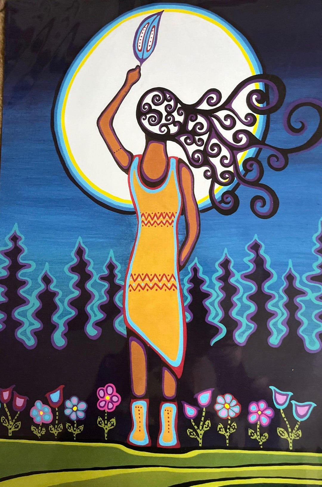 Ojibway First Nation 'woman and Grandmother Moon' Contemporary Eastern ...