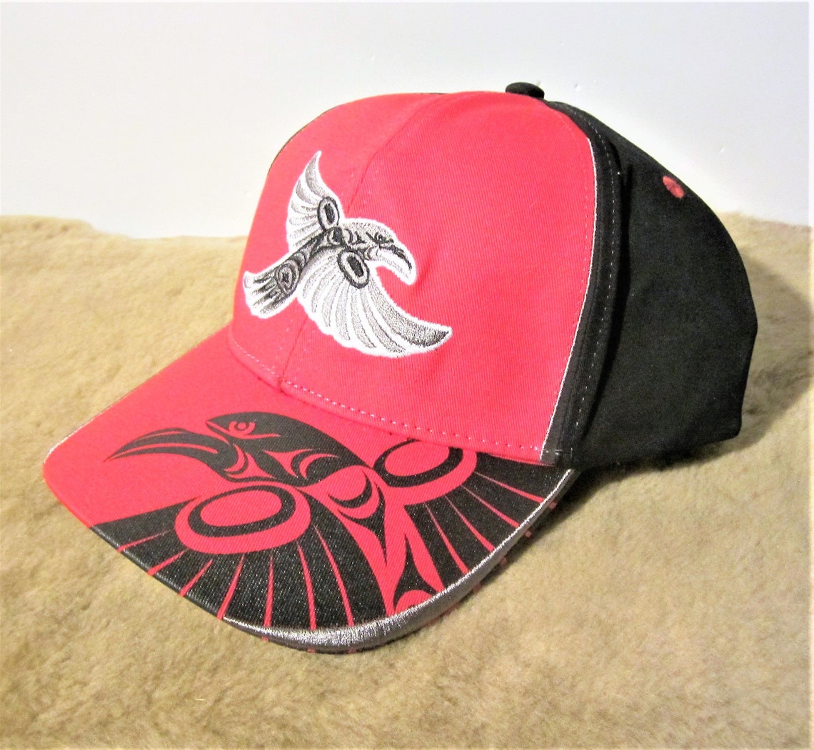 Coast Salish First Nations 'raven' Stretch Fit Ball Cap Hat Pacific ...