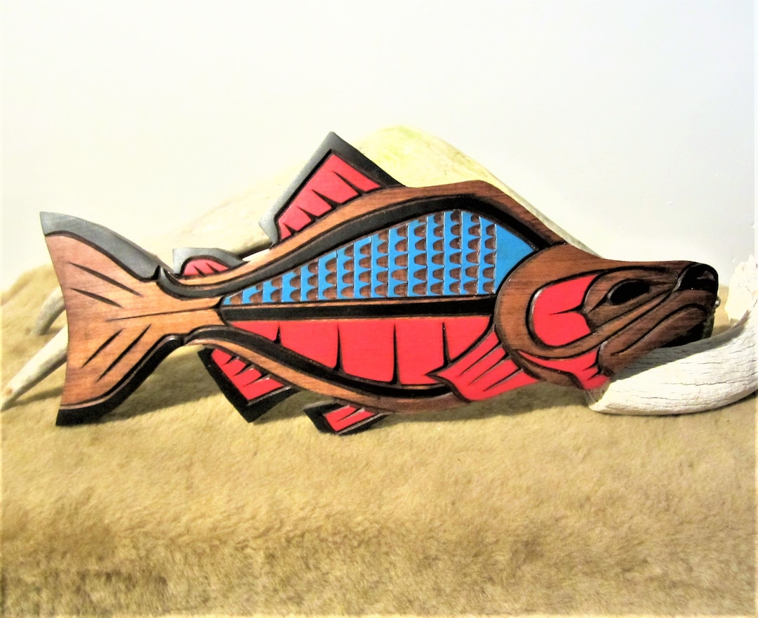 Coast Salish First Nation 'humpback Spawning Sockeye Salmon' Carving ...
