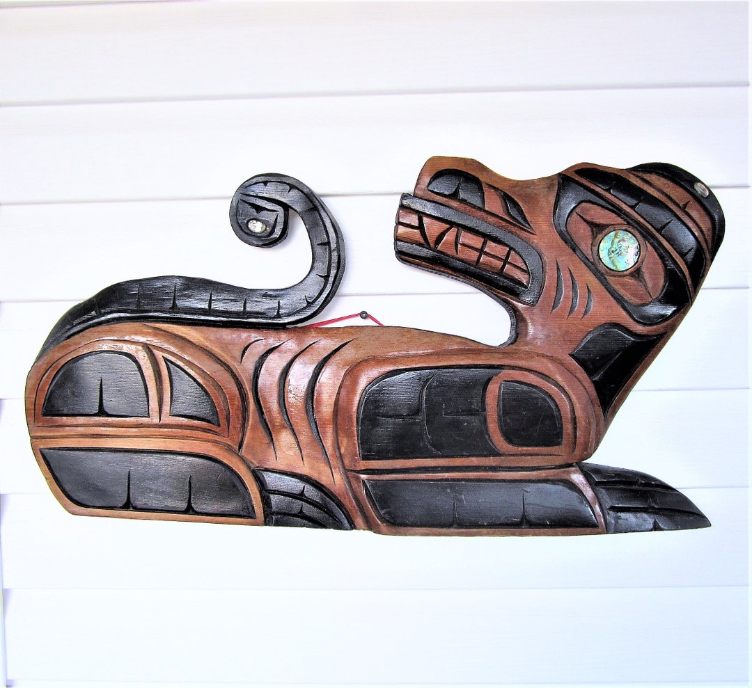 Nuu Chah Nulth First Nation Large 'wolf' Carving Pacific North West ...