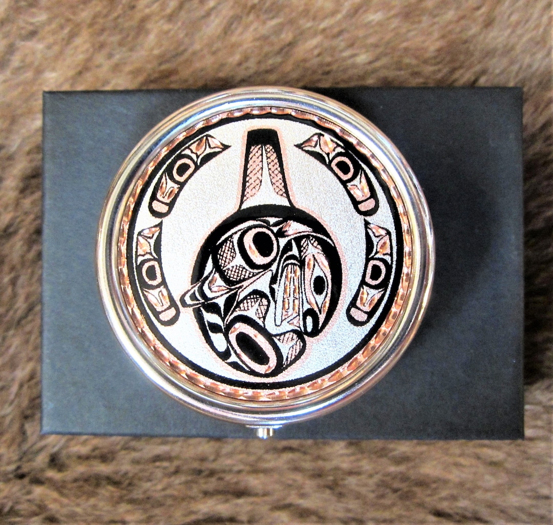 First Nations Copper 'orca' Pill Box Pacific North West Coast Native ...