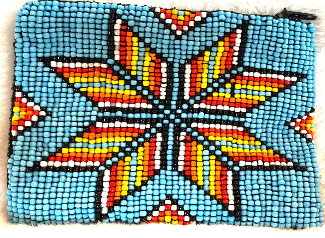 Anishinaabe First Nation Beaded ' Star' Coin Change Purse Eastern ...