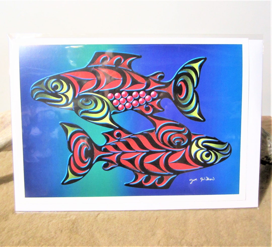Coast Salish First Nations ''salmon Couple'' Pacific North West Native ...