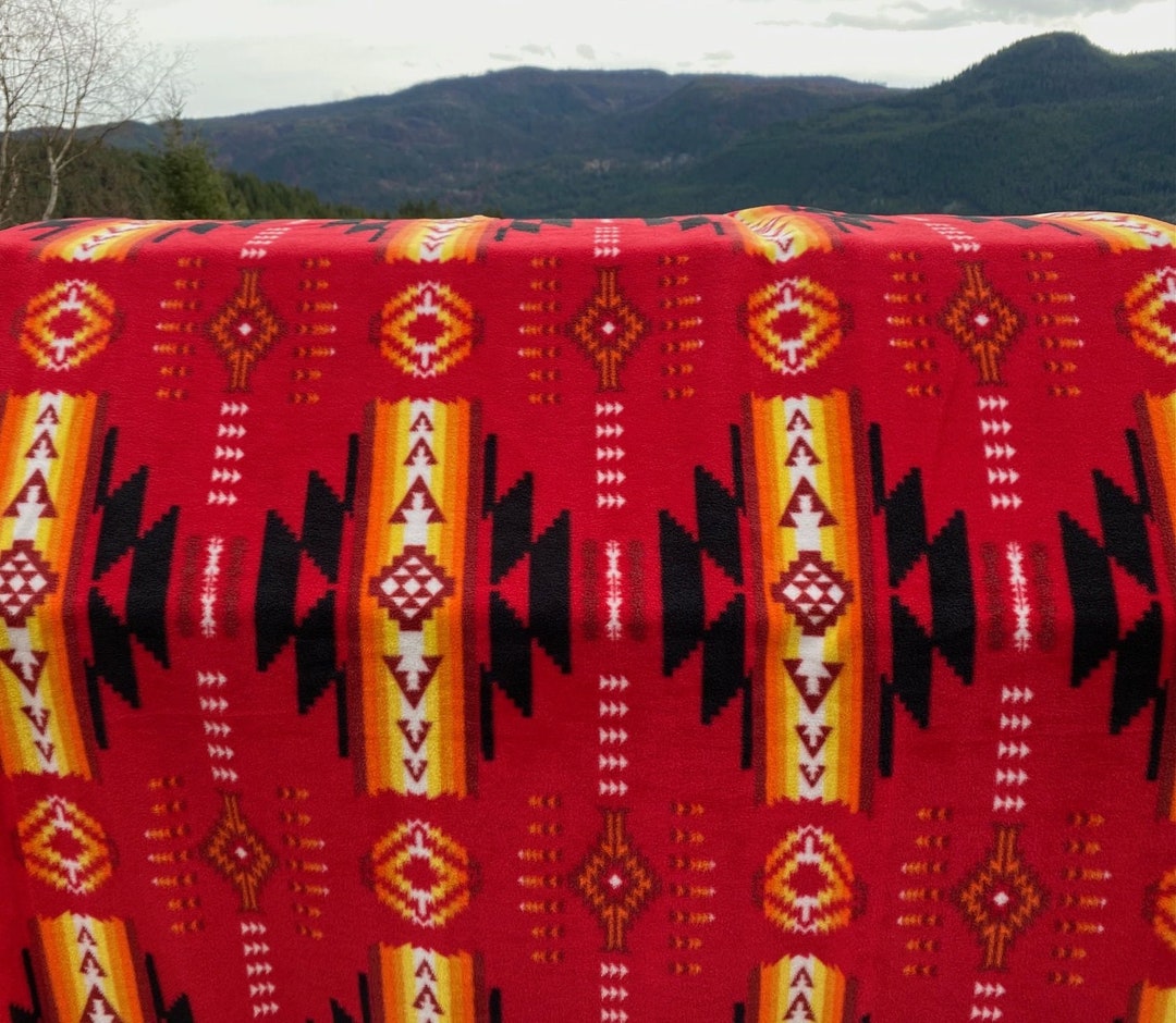 First Nations Pattern Cozy Fleece Blanket Great Plains Arctic South ...