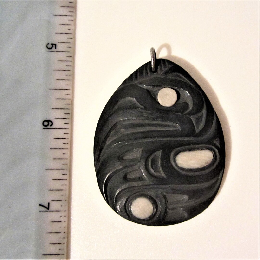 Haida First Nation Argillite 'eagle' Pendant Carving Totem West Coast ...