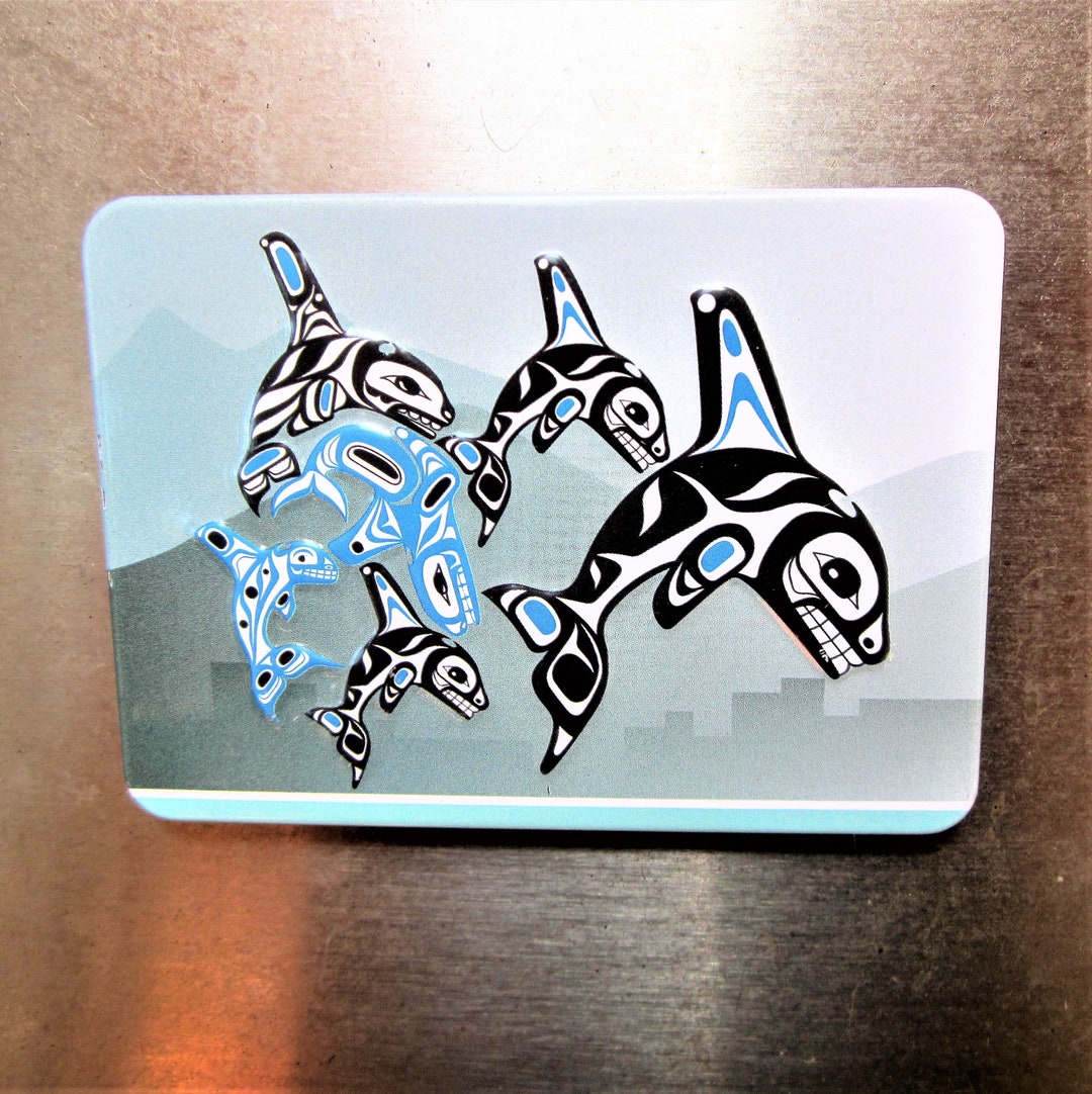 Haisla Heiltsuk First Nations 'orca Family' Embossed Metal Fridge ...