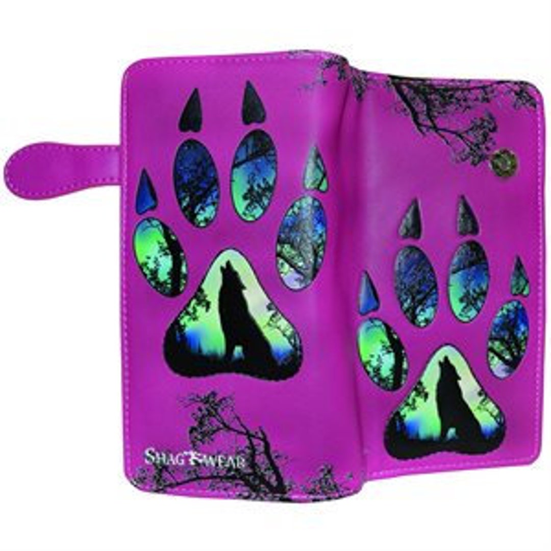 First Nations 'wolf Paw Print' Fuchsia Ladies Wallet Native Indigenous ...