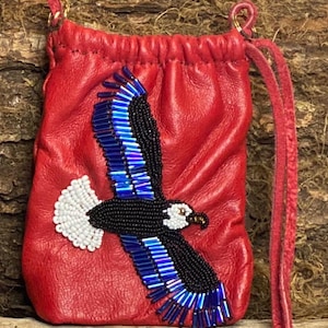 Nuu Chah Nulth First Nation 'eagle' Draw String Leather Medicine Bag ...