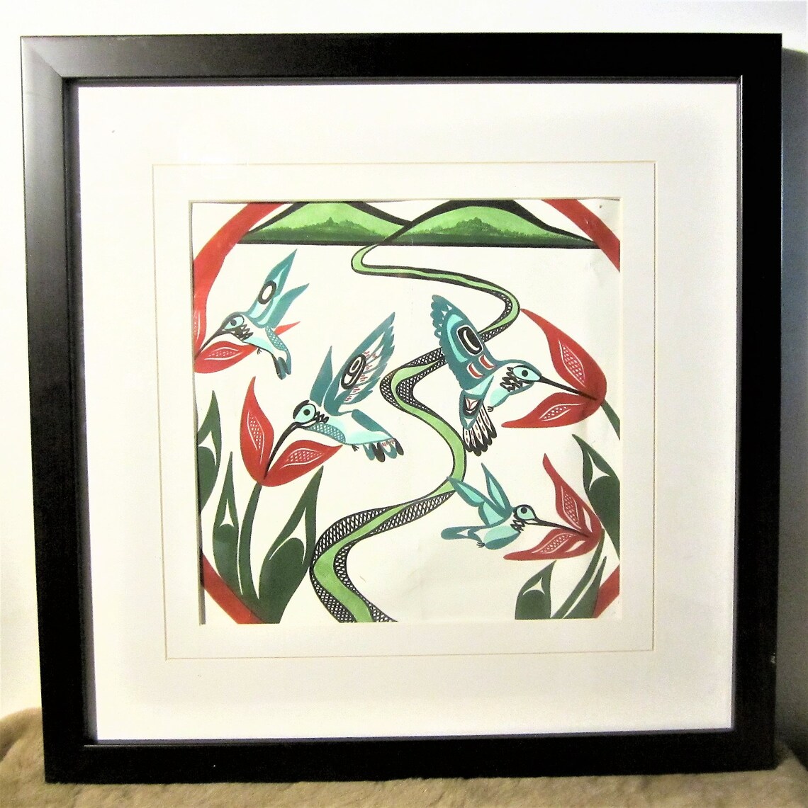 Nuu Chah Nulth First Nation 'hummingbirds' Original Framed Painting ...