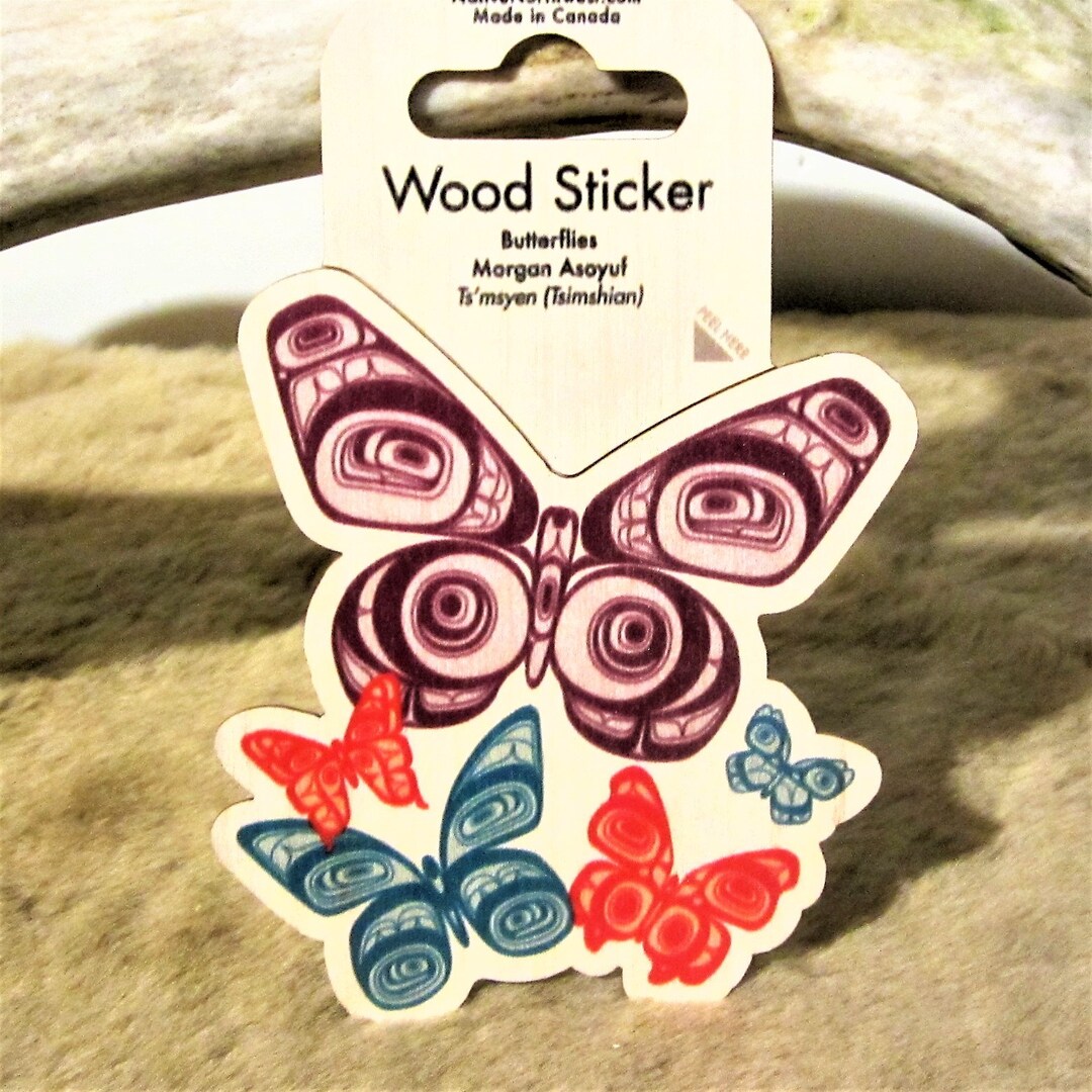 Tsimshian First Nation 'butterflies' Eco Friendly Wood Sticker Pacific ...