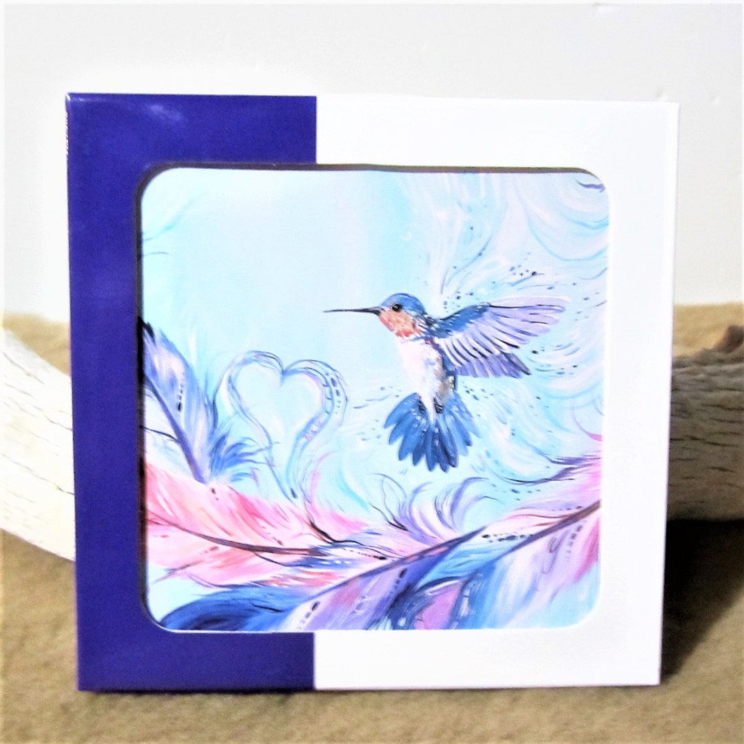 Metis / Cree First Nation "hummingbird Feathers" Coaster Set of 4 Sub ...