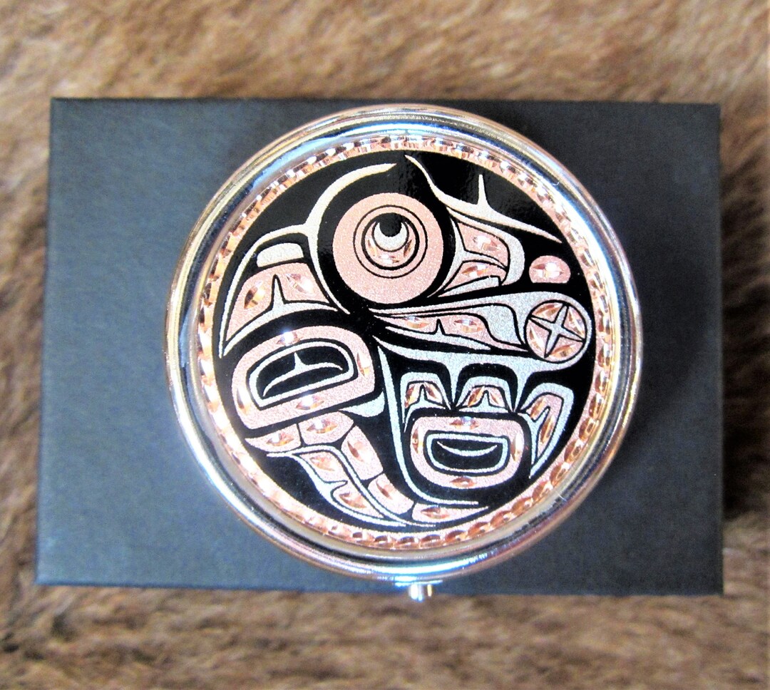 First Nations Copper 'raven' Pill Box Pacific North West Coast Native ...