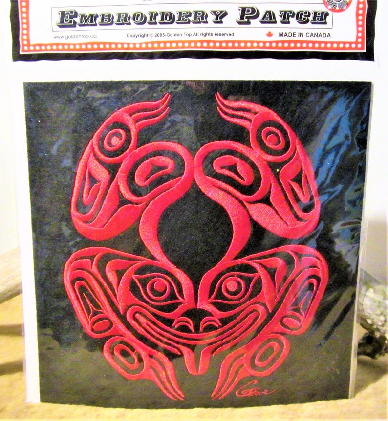 Large First Nations ''frog'' Embroidered Patch Pacific North West Coast ...