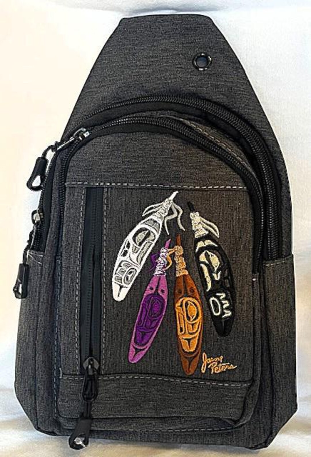 Salish First Nation 'eagle Feathers' Sling Bag Pacific North West Coast ...