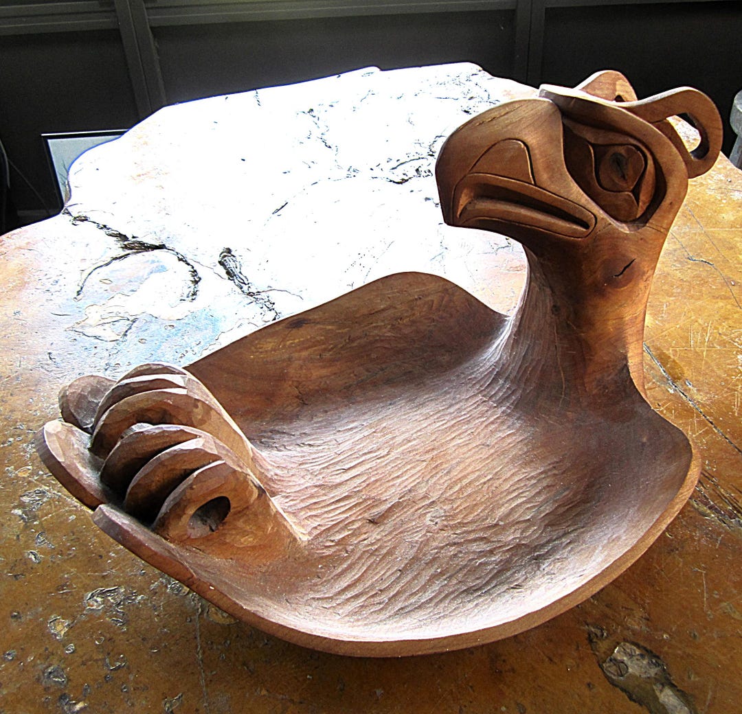 Nuu Chah Nulth First Nation 'thunderbird' Cedar Wood Carved Potlach ...