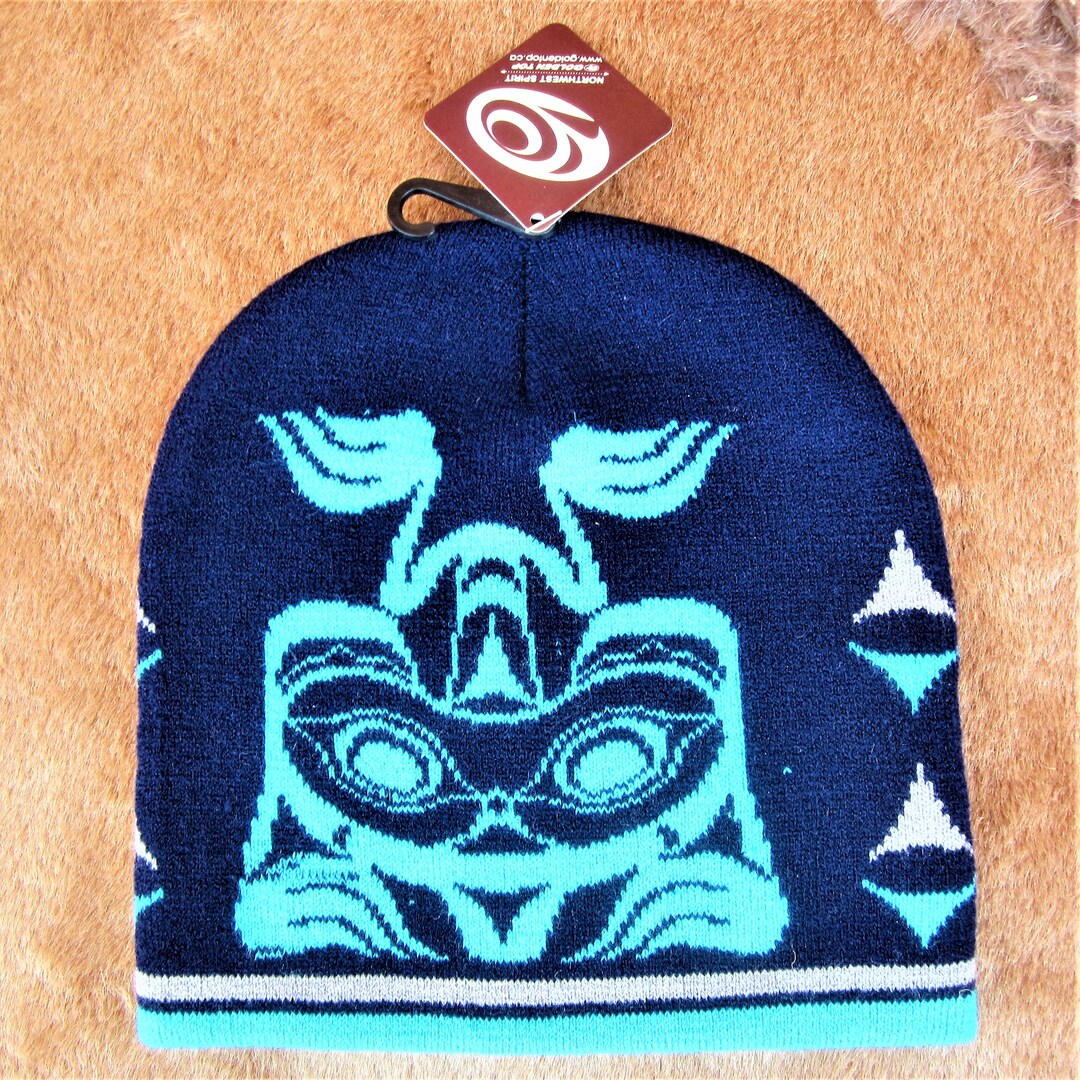 Salish First Nations 'frog' Stretch Fit Toque / Ski Hat Pacific North ...