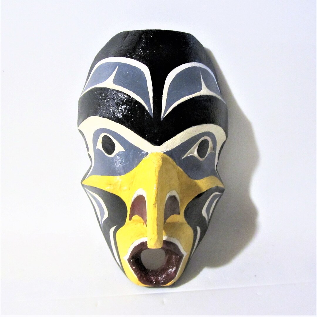 Kwakiutl First Nation ''grouse'' Mask Cedar Carving Native Indigenous ...