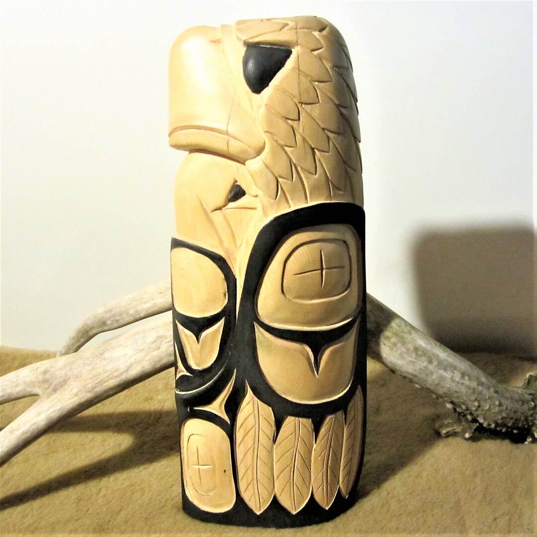 Salish First Nation 'eagle Mother & Baby' Carving Pacific North West ...