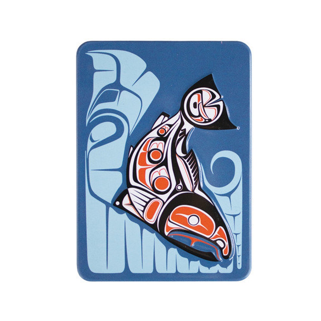 Haisla Heiltsuk First Nations 'sockeye Salmon' Embossed Metal Fridge ...