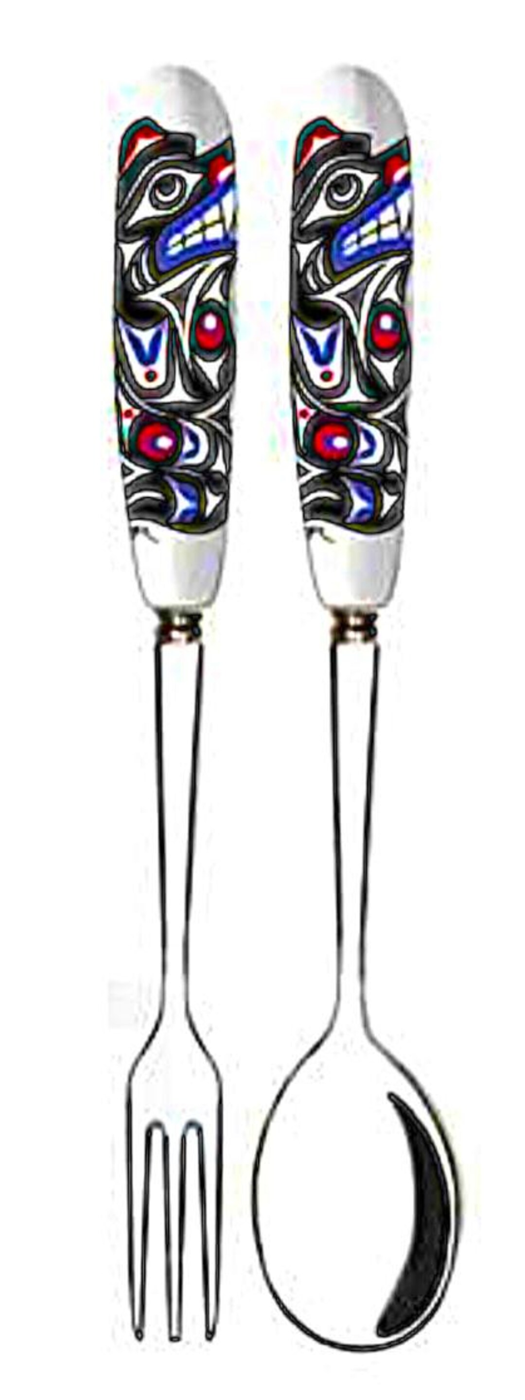 Coast Salish First Nation 'bear Formline' Appetizer Fork and Spoon Set ...