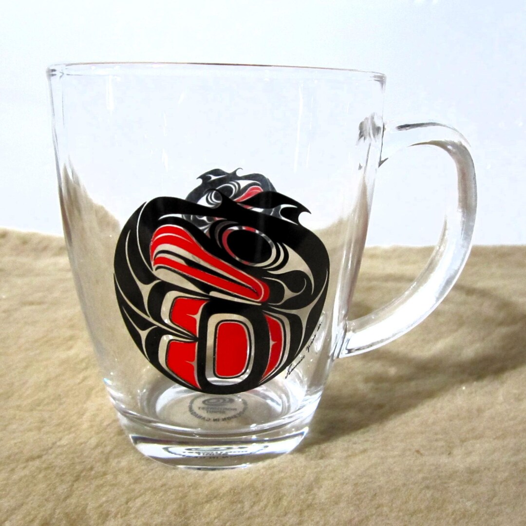 Coast Salish First Nation 'young Eagle' 13oz Glass Coffee & Tea Cup Mug ...
