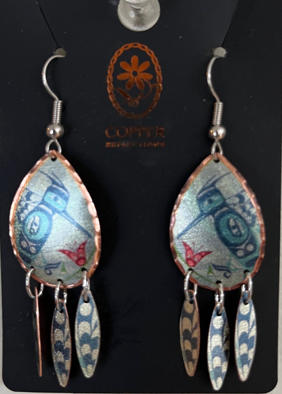 First Nations Copper Silver Plate Earrings Pacific North West Coast ...